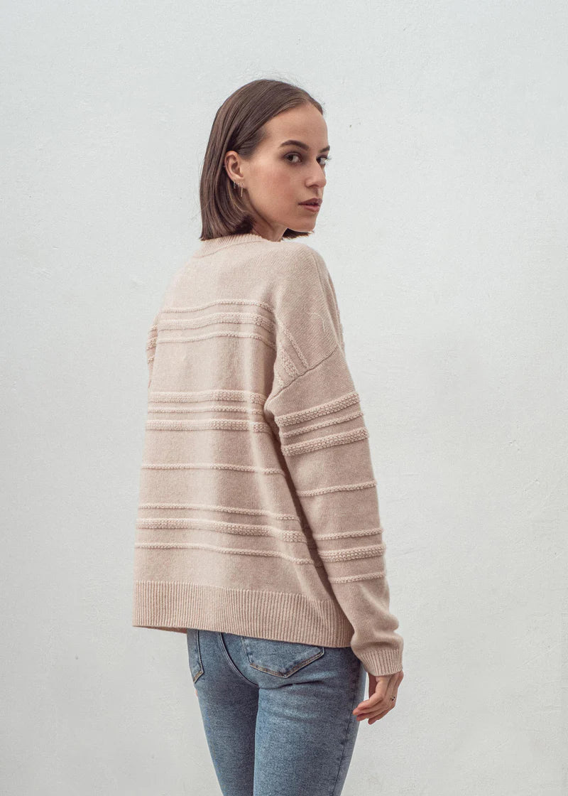 N.330 Cashmere blend Loopy Oversized Crew Neck - Shell Beige – The Hunted Co